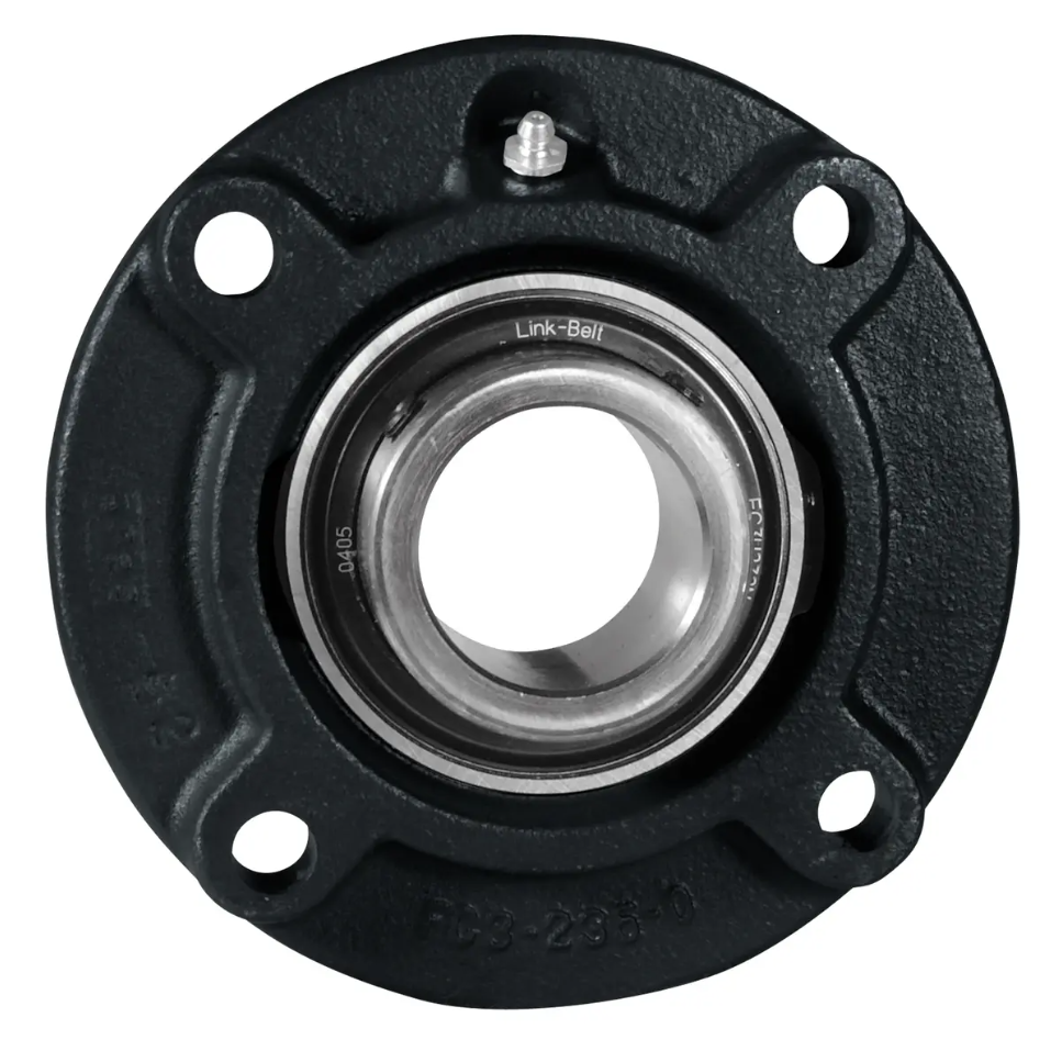 3 7/16" Mounted Ball Bearing, Standard Duty, Cast Iron 4-Bolt Round ...